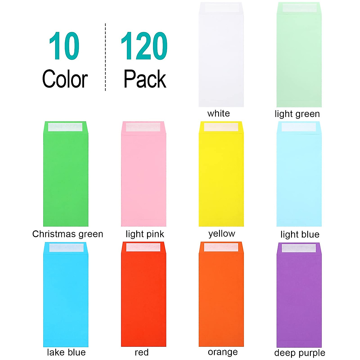 Cash Envelopes 120 Pack 3.2x6.6inch, Money Envelopes for Cash, Key Envelopes for Coins, Checks, Gift Cards & Tickets