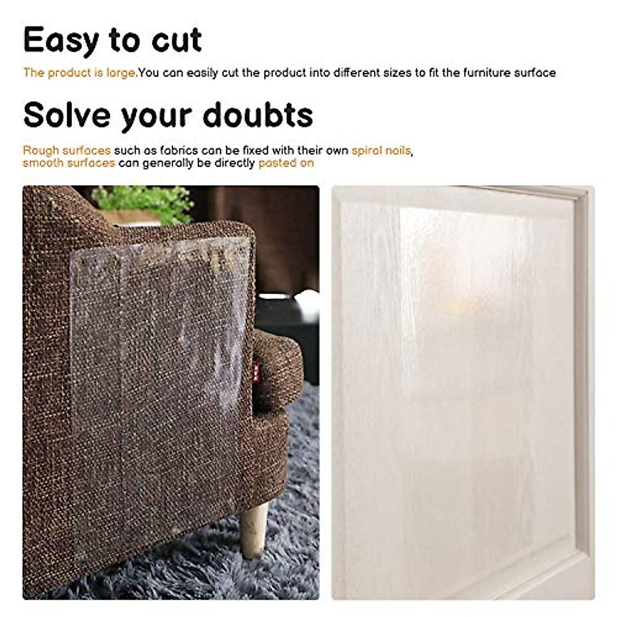 Cat Scratch Furniture Protector, 8 - Pack Cat Scratch Deterrent for Furniture, Couch Protector from Cat Claws, Anti Cat Scratch Protector, Twist Pins (Included)