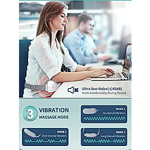 Slimpal Heating Pad for Cramps, Portable USB Cordless Heating Pad with Massager for Back Pain Relief, Heat Belt Gifts for Women White