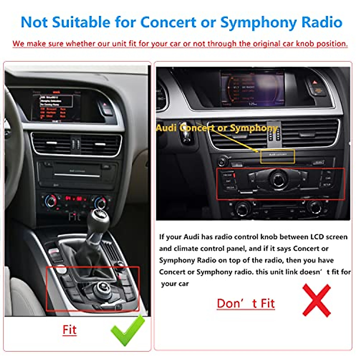 Road Top Wireless Carplay Android Auto Retrofit Kit for Audi A4 A5 S4 S5 RS4 RS5 Q5 2008-2015 with 3GMMI Factory Screen Update, Support Mirrorlink, Siri, Original Control, Camera