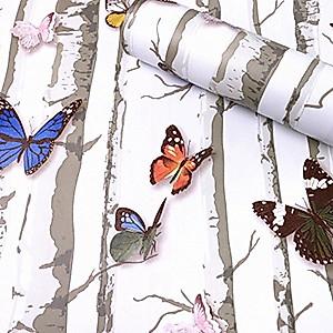 Redodeco Pretty Butterfly Rural Style Adhesive Paper Shelf Liner Peel Stick Dresser Drawer Sticker Home Deco 17.7inch by 96inch