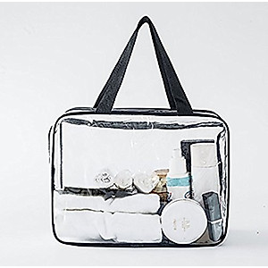 mkki 3pcs Clear Portable Makeup Cosmetic Toiletry Travel Bath Wash Storage Bag Transparent Waterproof Pouch Organizer Make Up Bag