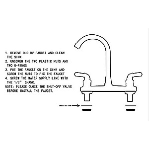 RV Non-metallic Kitchen Faucet Two Handle-8" Main Body-High Arch-360 Swivel Replace for Motorhomes, Travel Trailers,Campers (8"HIGH ARCH)