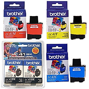Brother LC41 Black Ink Twin Pack with Standard Yield Color Ink Cartridge Set