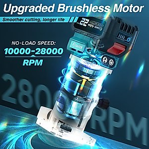 Saker Brushless Router Tool Cordless,Compact Router Tool,Wood Router for Woodworking,Lithium-Ion Brushless Motor for Edge Trimming with Adjustable Speed for DIY Projects