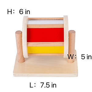 Montessori Baby Toys Play Kit Montessori Mirror Peekaboo Knob Puzzle, Medium Spinning Drum and Rainbow Fabric Ball Kit Toys for 6-12Months Toddlers