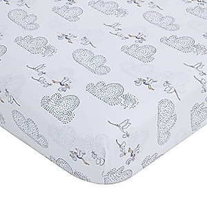 Disney Dumbo Mommy's Little Peanut Ivory, Gray, Blue Kangaroo, Bear, Zebra, Stork with Palm Trees 6Piece Nursery Crib Bedding Set, Ivory, Blue, Grey, Tan