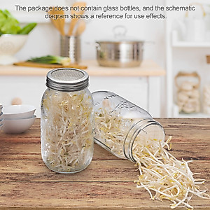 FAMNONE Sprouting Jar kit (Not Include Jar), 4 PCS 316 Stainless Steel Sprouting Lids for Regular and Wide Mouth Mason Jars, 2 Stainless Steel Sprouting Stands, 2 Drip Tray, Cleaning Brush