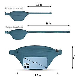 Yamdeg Small Crossbody Fanny Pack With 3 Zippers, 3 Pockets Fanny Pack For Women Gifts, Anti Theft Waist Bag For Travel With Mini Waterproof Bag, Slim Belt Bag For Sports Running, Bum Bag Lake Blue