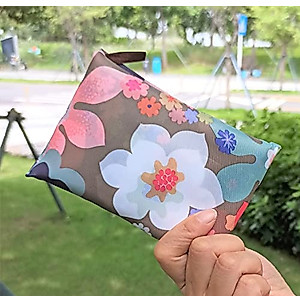 Fineget Foldable Large Shopping Grocery Tote Bag Portable Reusable Waterproof Utility GYM Yoga Bag for Women Travelling Camping Beach Picnic Laundry Duffel Top Handle Bag Begonia Flowers Pattern