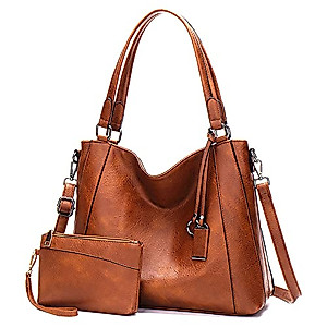 Long Keeper Vegan Leather Tote Handbags Women Large Capacity Hobo Shoulder Bag Crossbody Satchel Bags with Small Purse (Brown)