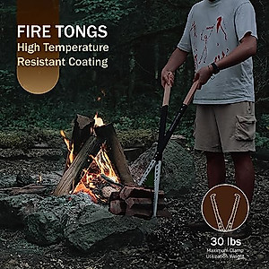 Heavy Duty Fire Tong 38 Inch Log Claw Tongs with Log Insulation Handle firewood Grabber Tool Suitable for Bonfire Wood-Burning Solo Fire Pit or Fireplace