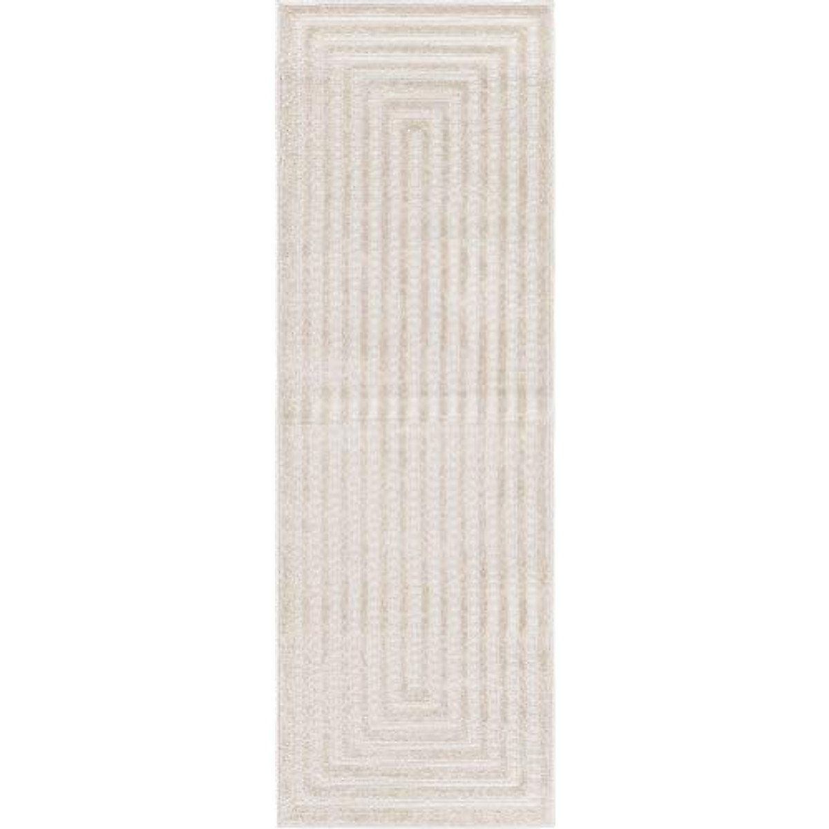 Unique Loom Sabrina Soto Outdoor Collection Geometric, Modern, Vibrant, Carved Area Rug, 2 ft x 6 ft, Beige