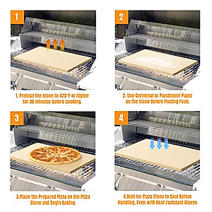 Caprihom Large Pizza Stone 20" x 13.5" Pizza Stone for Grill Rectangular Baking Pizza Stone for Oven Heavy Duty Cordierite Stone, Ideal for Baking Different Sizes of Pizzas