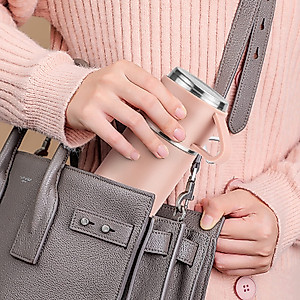 Stainless Steel Thermo 500ml/16.9oz Vacuum Insulated Bottle with Cup for Coffee Hot drink and Cold drink water flask.(Pink,Set)