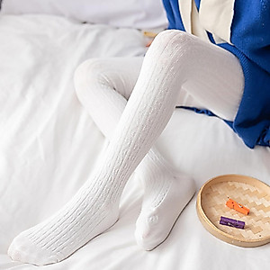 Bafeicao 5 Pack Toddler Baby Girls Tights Cable Knit Leggings Stockings Little Girl Cotton Pantyhose, 4-5T