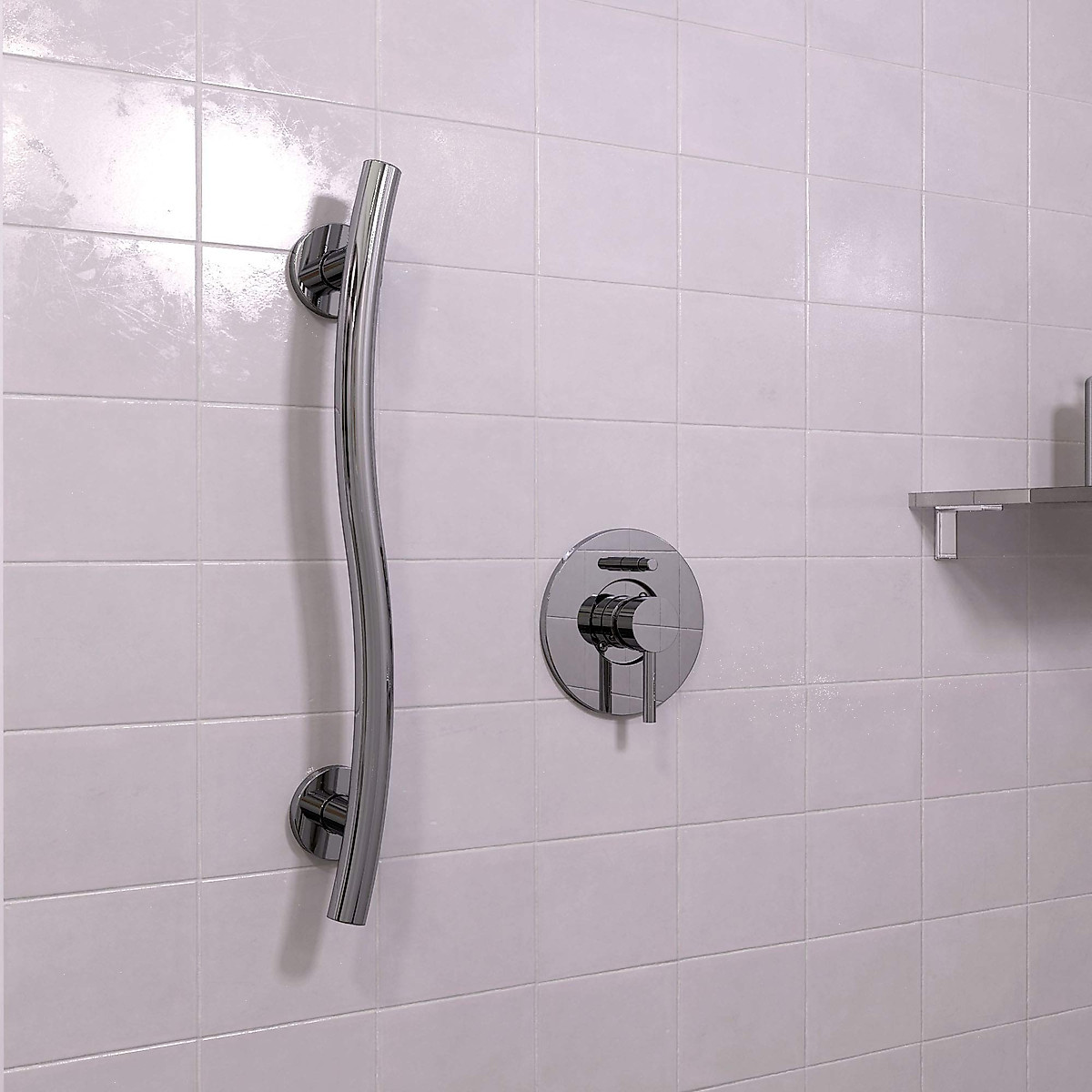 Plumb Pak GB2022-16PC Decorative Stainless Steel Wave Grab Bar, 16-inch, Polished Chrome