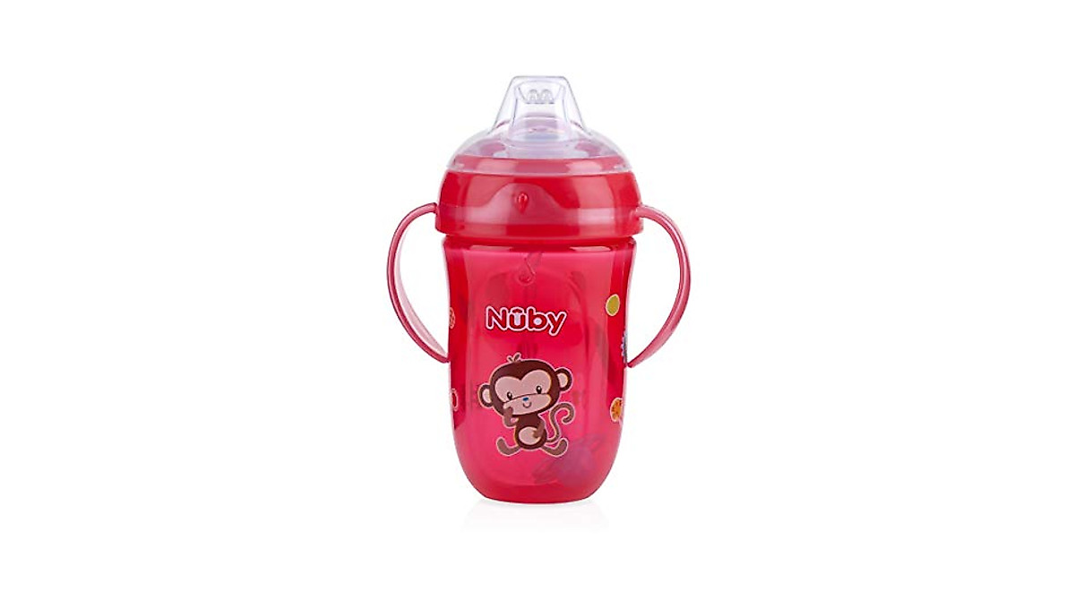 Nuby 2 Pack Comfort Trainer Cups with 360 Weighted Straw for Safe Drinking