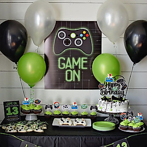 25 PCS Video Game Cupcake Toppers Video Game Happy Birthday Cake Topper Game On Controllers Cupcake Picks GamePad Cake Decorations for Game Theme Baby Shower Kids Birthday Party Supplies