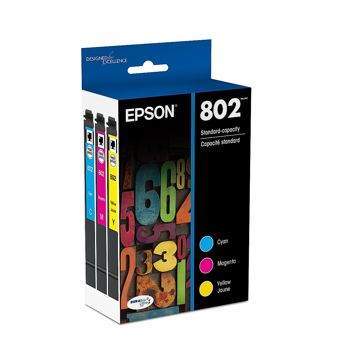 EPSON T802 DURABrite Ultra -Ink Standard Capacity Color Combo Pack (T802520-S) for select Epson WorkForce Pro Printers