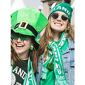 St Patricks Day Earrings for Women Irish Shamrock Dangle Earrings Fun Green Hat Beer Drop Earrings for Teen Girls Lightweight Irish Festival Earrings St Patricks Day Accessories(Acrylic)