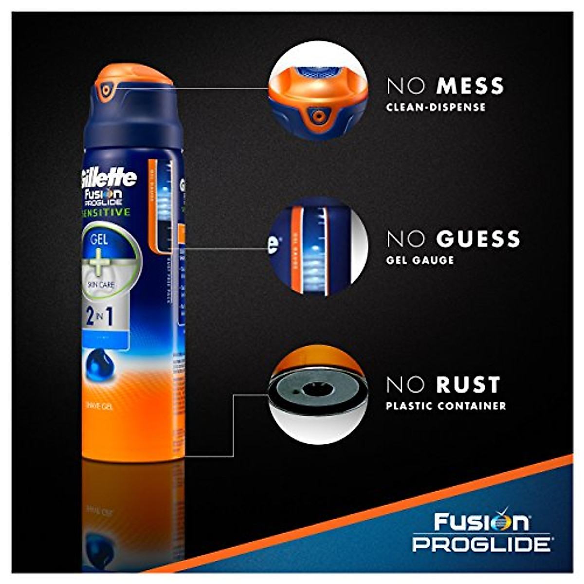 Gillette Fusion ProGlide 2 in 1 Shave Gel Sensitive - 6 oz