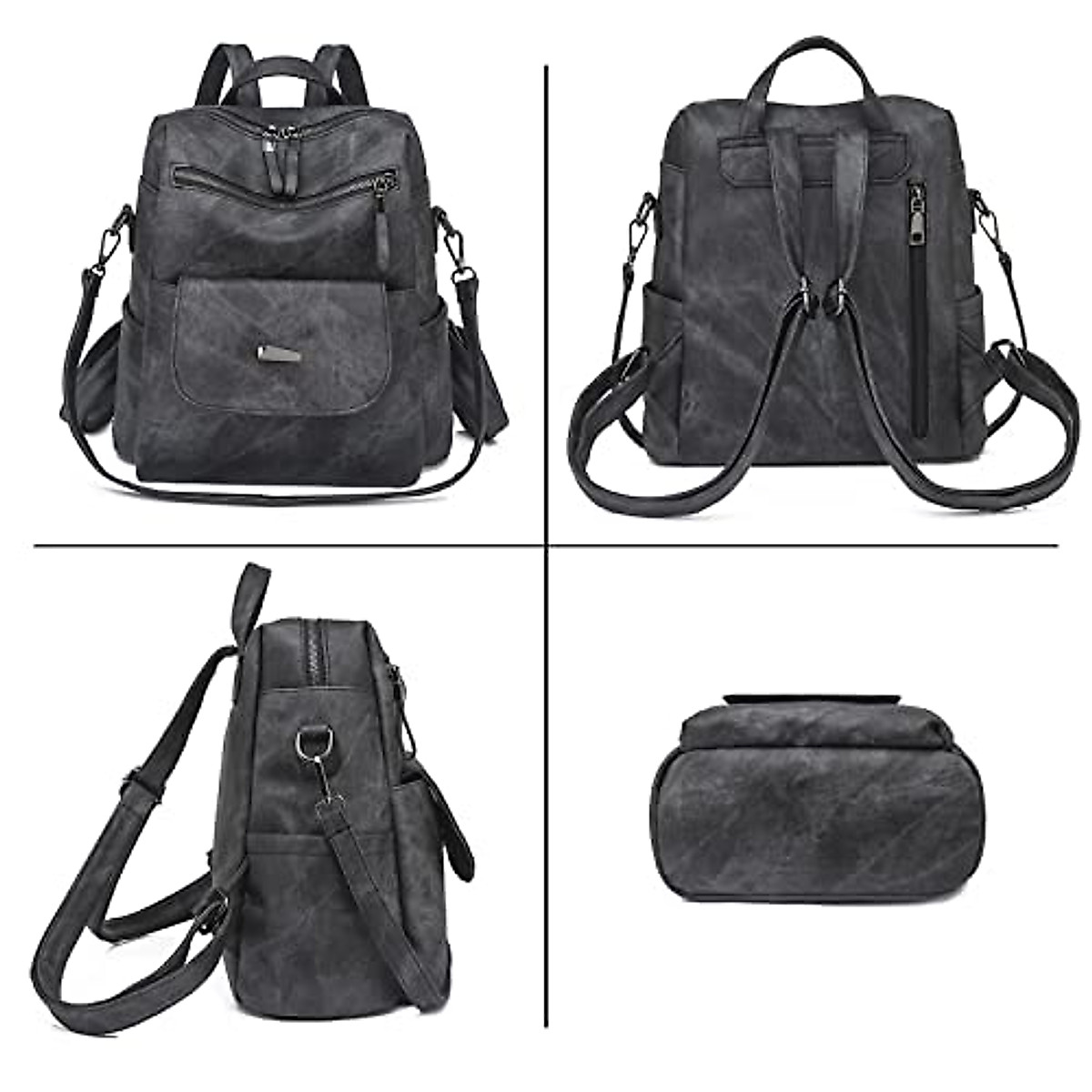 KlaOYer PU Leather Backpack Purse for Women Fashion Multipurpose Design Handbag Ladies Shoulder Bags Travel Backpack (Brown)