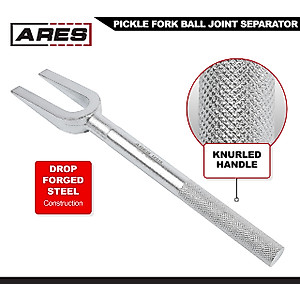 ARES 12016-15/16-inch Pickle Fork Ball Joint Separator - Tempered Drop Forged Steel Construction - 15/16-Inch Tapered Fork with Non-Slip Knurled Handle