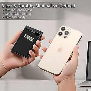 ZALVEX Pop Up Wallet, Slim Card Holder Wallet for Men, Minimalist RFID Blocking Mondern Credit Card Wallet with Money Pocket Mini Metal Case (Classic Black)