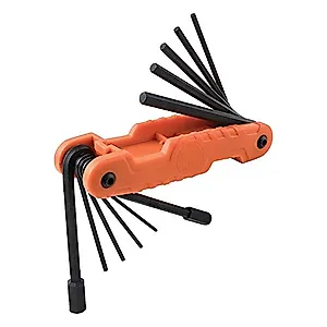 Klein Tools 70550 Hex Wrench Key Set, 11 SAE Sizes, Heavy Duty Folding Allen Wrench Tool with Extra Long Hex Keys