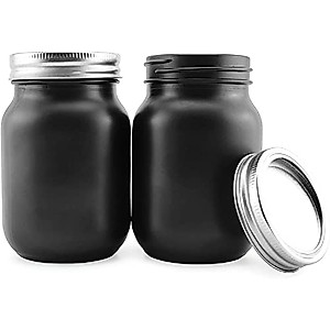 Darware Black Chalkboard Mason Jars (Pint Size, 6-Pack); Black-Coated Blackboard Surface Glass Jars for Arts and Crafts, Gifts, and Rustic Home Decor