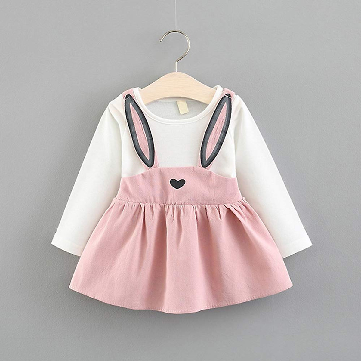 XFGLCK Toddler Kids Baby Girl Easter Outfit Long Sleeve Rabbit Style Dress Summer Clothes (Pink, 2-3 T)