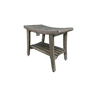 24 Inch, Gray, Teak Shower Bench, Teak Shower Stool, Teak Bench Shower, Teak Shower Seat, Teak Wood Shower Bench, Teak Shower Bench for Inside Shower, Teak Shower Chair