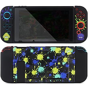 TIKOdirect Protective Case for Switch, Soft Full Skin Protective Cover with Pretty Cute Pattern, Silicone Slim Shockproof Back and Grip Case for Switch, Black