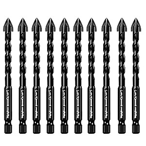 【Urgrade】Mgtgbao 10pc 5MM Masonry Drill Bits, 3/16” Concrete Drill Bit Set for Tile,Brick, Plastic and Wood,Tungsten Carbide Tip Best for Wall Mirror and Ceramic Tile.