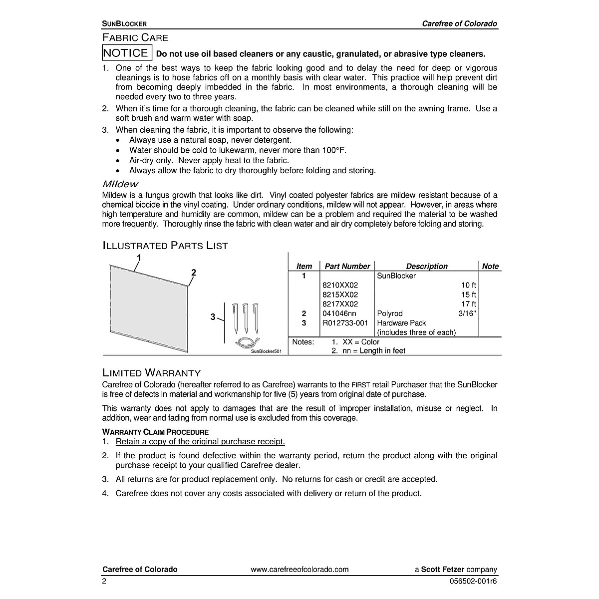 Carefree 82108802 Black 6' x 10' Sunblocker