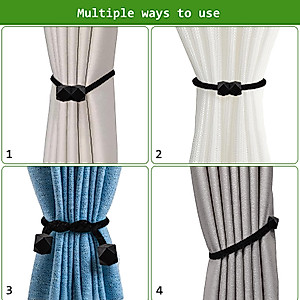 CWJCYTNSN Magnetic Curtain Tiebacks 4 Pack, 16 Inch Outdoor Curtain Tie Backs for Drapes, Modern Curtain Ties for Sheer,Decorative Twist Curtain Holders for Blackout Sheer Window Treatment