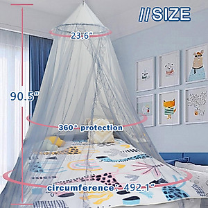 Daksha Princess Bed Canopy for Girls Room, Top and Door Trim with Lace Edges, Bed Canopy with Ruffles Fits Single, Twin, Full, and Queen Beds, Bedroom Decoration (Gray)