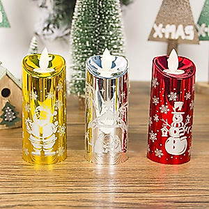 Mochalight Christmas Decor LED Wind Lam,Santa Claus Snowman Simulation Candle Light Ornaments for Indoor Outdoor, Events, Parities and Weddings Gold-S M L