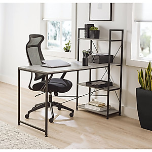 Realspace® Trazer 56"W Computer Desk With Storage Shelves, Gray