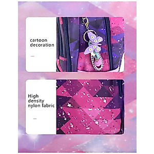 Voici et Voila 4Pcs Rolling Backpack Kids Backpack with Wheels Girls 6 Wheels Backpack on Wheels Gradient Geometric Trolley Rolling School Backpack Multi-Function Breathable Elementary School