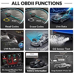 KINGBOLEN OBD2 Scanner,Code Reader Automotive Engine Light Check Scan Tool Checks O2 Sensor and EVAP Systems with Full OBD2 Functions,Supports Mode6 with DTC Lookup, All 10 Modes of obd2. Black