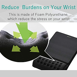 ELECOM Mouse Pad with Wrist Rest"Comfy" Smooth Control/Ergonomic Design/Reduce Wrist Fatigue/Memory Foam Black MP-096BK