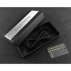 Mens Matte Satin Bowtie Solid Bow Ties (Black Classic)