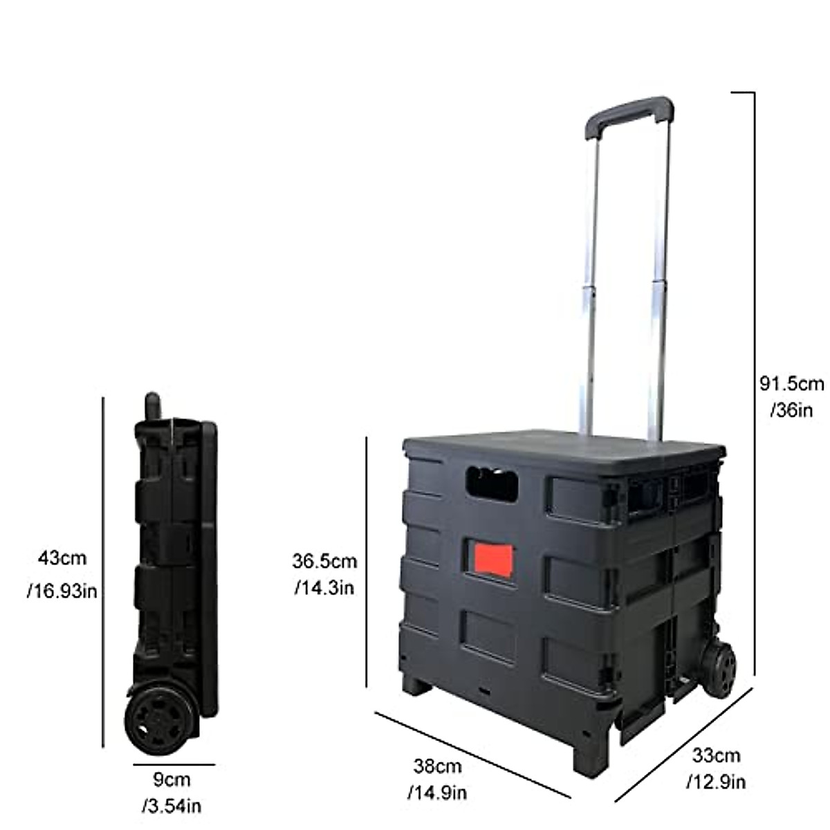 MUZIZY Utility carts Mobile Folding Cart 2 Wheels Climbing Retractable Hand Cart Collapsible Grocery Folding Utility Cart Trolley Handcart