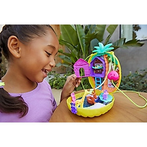 Polly Pocket Dolls & Accessories, 2-in-1 Travel Toy, Pineapple Purse Playset with Micro Polly & Lila Dolls