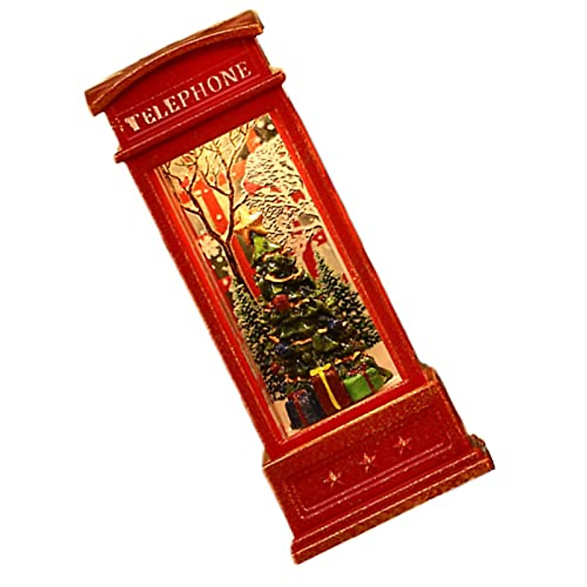 Airshi Snow Globe Lantern, 3PCS LR44 Button Battery Telephone Booth Designed PC Christmas Decorations for KTV (Christmas Tree)