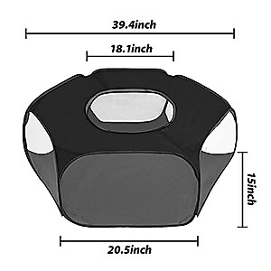 Pet Playpens with Top Cover for Small Animals Foldabel Breathable Transparent Pet Tent Anti Escape Portable Pet Cage Yard Fence for Puppy Dogs Hamster Kitten Cats Chinchillas Guinea Pig Rabbits