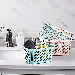 Hedume Set of 4 Plastic Organizer Storage Baskets with Handles, Portable Shower Caddy Basket, Portable Organizer Bins for Bathroom, Dorm, Kitchen, Bedroom