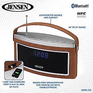JENSEN SMPS-725 Bluetooth Wireless Stereo Speaker with FM Radio